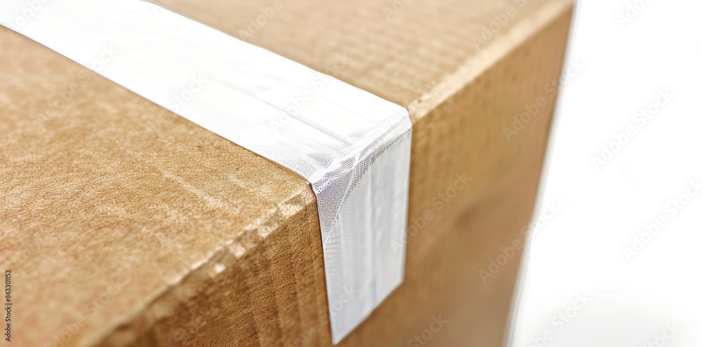 Closed cardboard box with adhesive, isolated on white background ...