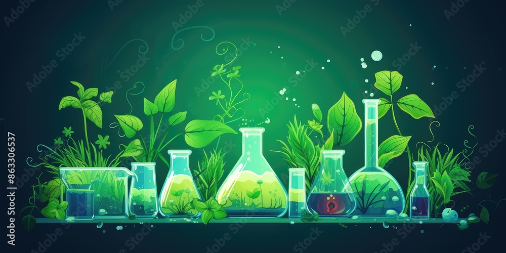 Biology laboratory nature and science, Plants with biochemistry ...