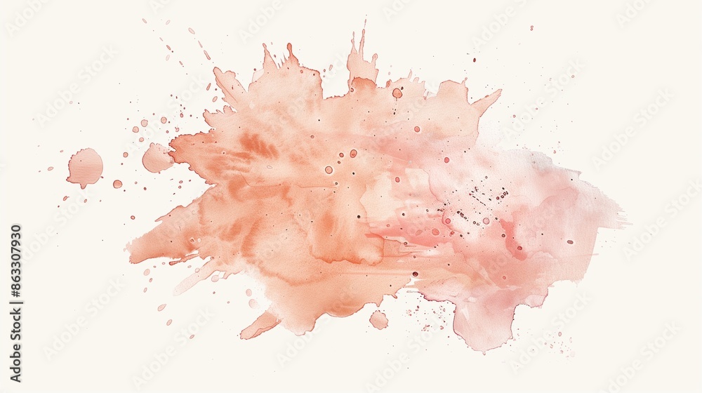 Peach watercolor splash on white background. Vector brown watercolor ...