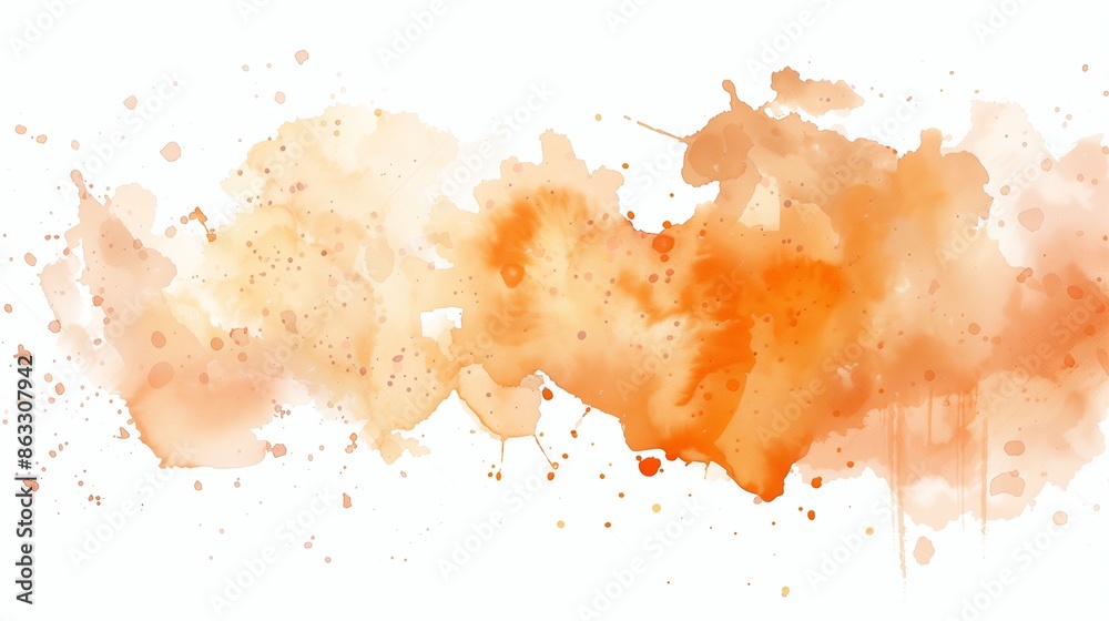 Peach watercolor splash on white background. Vector brown watercolor ...