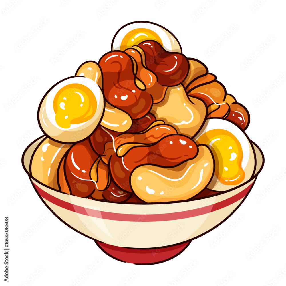 Japanese braised pork belly (Kakuni) illustration vector. Chinese ...
