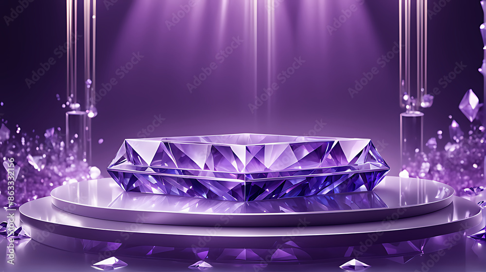 Crystal podium diamond 3d background display glass jewelry product ...