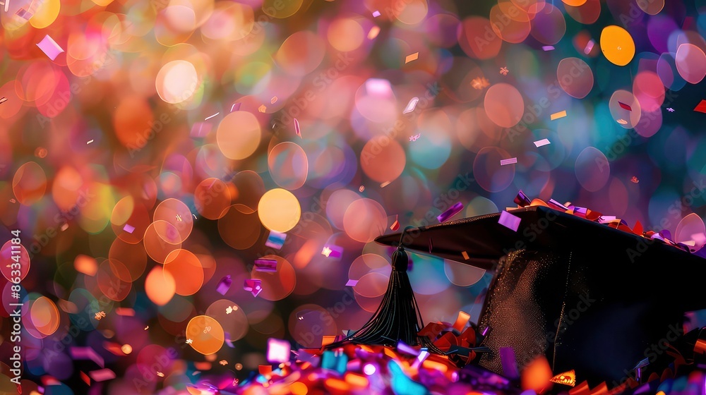 confetti background blur celebration Graduation cap education student ...