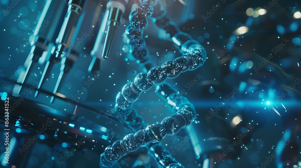 Futuristic biology laboratory equipped with advanced gene editing tools ...