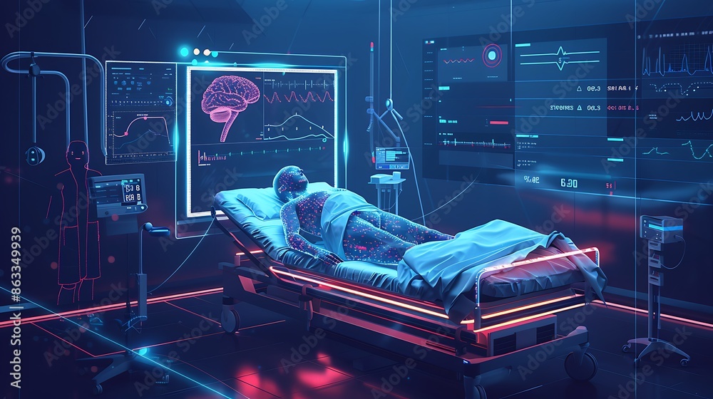 Holographic patient monitoring system tracking vital signs alerting ...