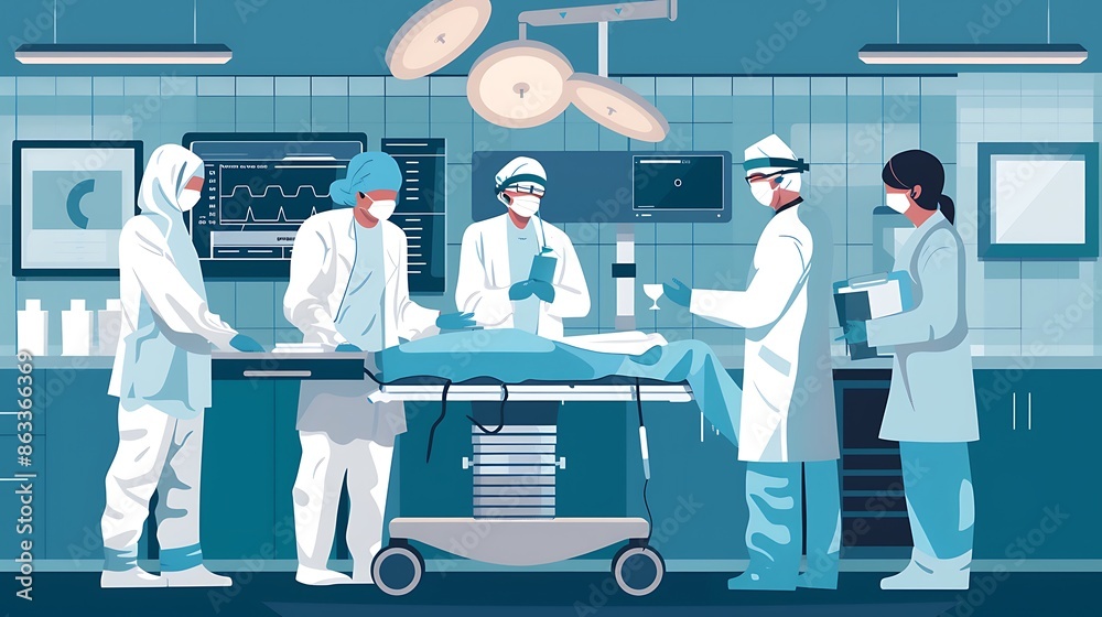 Medical team debriefing after a critical emergency procedure complete ...