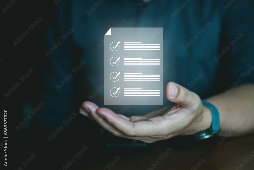 Concept data check list and Assessment document. Stock Photo | Adobe Stock