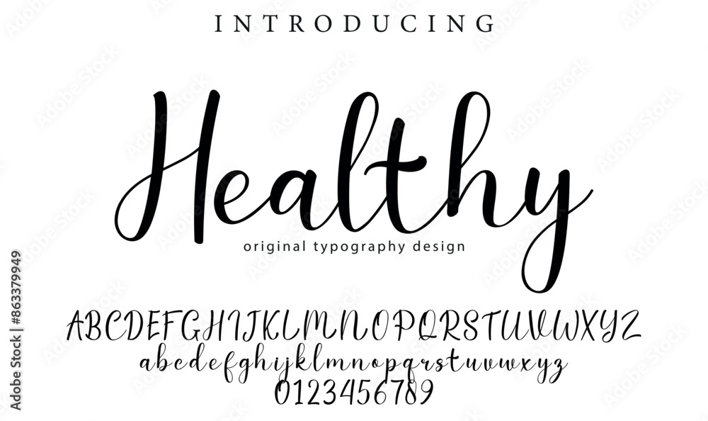 Healthy Font Stylish brush painted an uppercase vector letters ...