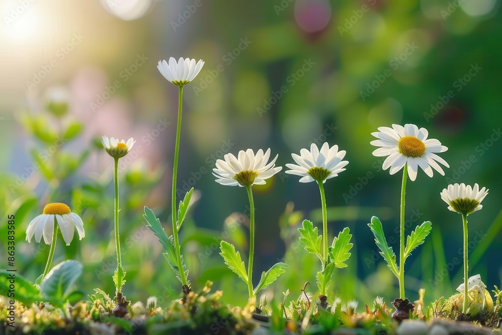 ภาพประกอบสต็อก floral life cycle timelapse sequence of daisy growth ...