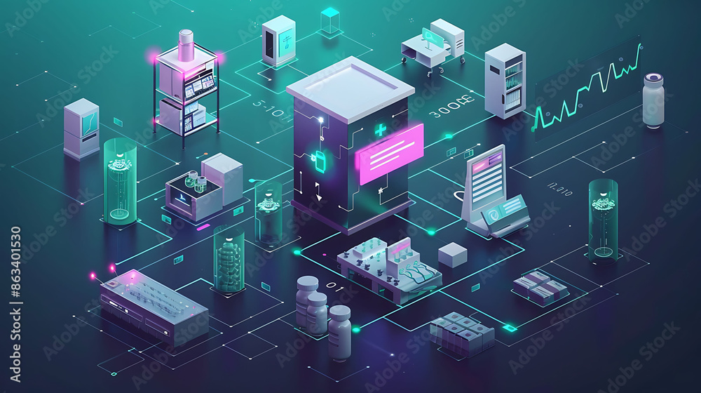 Pharmacy icons featuring digital health records electronic ...