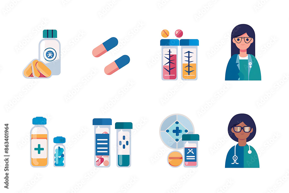 Pharmacy icons representing compounding pharmacies customized ...