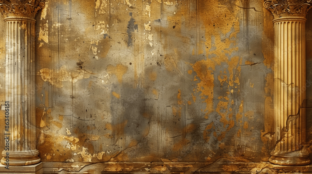 vintage ancient Roman and Greek wall background with aged plaster stone ...