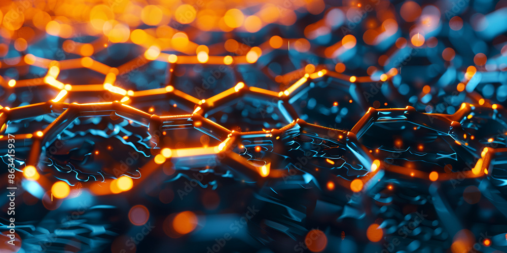 High-Tech Visualization of Hexagonal Molecular Structures in Advanced Nanotechnology Futuristic ...
