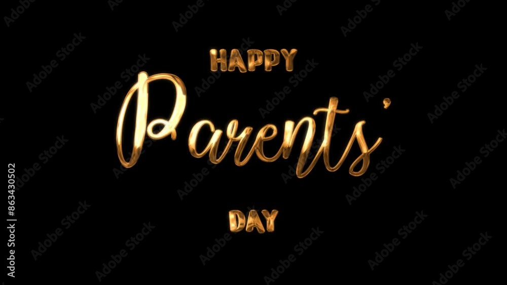 happy parents day animation handwritten in golden letter. perfect way ...