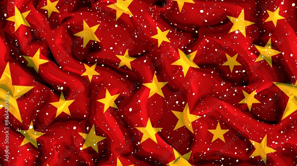 Seamless pattern of the Chinese flag in a handdrawn style, depicting ...