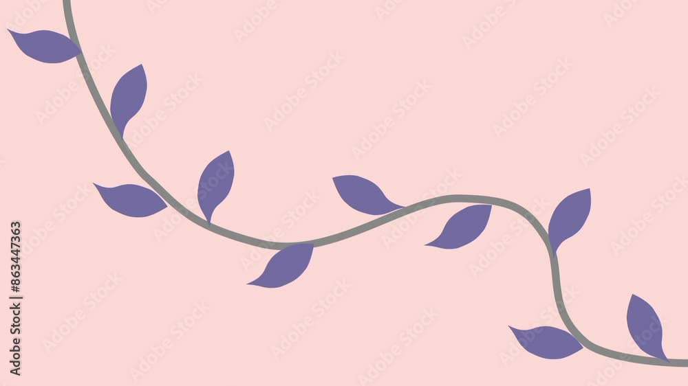 animated background of creeping plants or flowers with soft blue as a ...