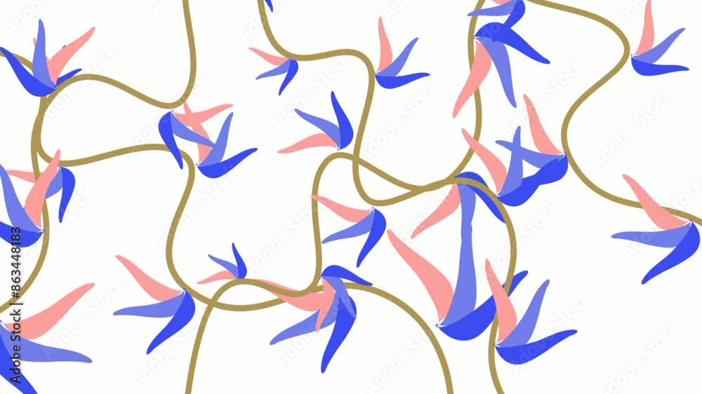 animated background of creeping plants or flowers with soft blue as a ...