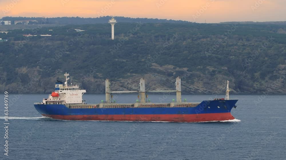 Bulk carrier ship leaving Straits and heading out to the Black Sea ...
