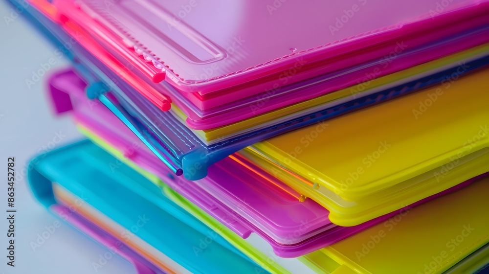 Trapper Keeper notebooks with bright neon LED light accents, evoking ...
