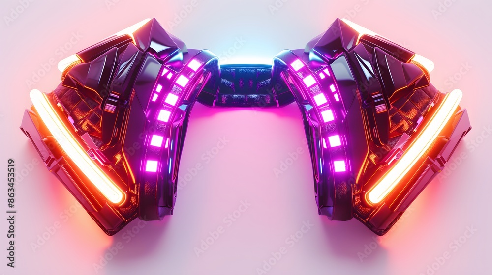 Shoulder pads accentuated with bold LED light signs, showcasing 80s ...