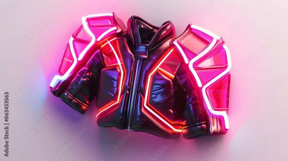 Shoulder pads accentuated with bold LED light signs, showcasing 80s ...