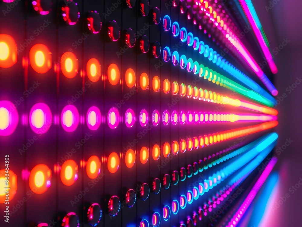 An LED light sign displaying iconic 80s slang phrases., isolated white ...