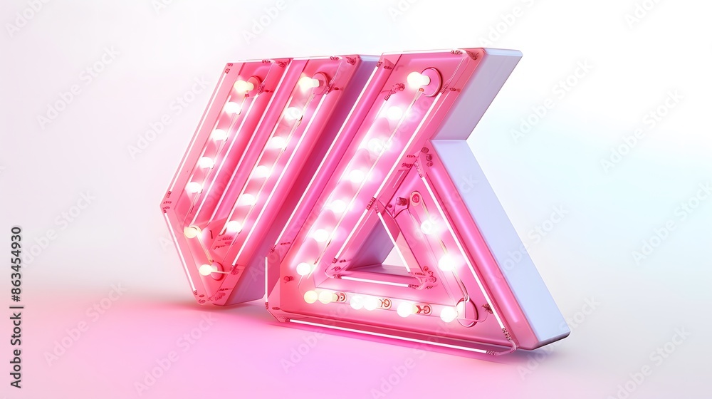 An LED light sign shaped like an iconic 80s TV show logo., isolated ...