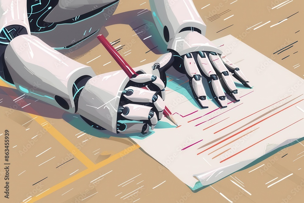 aipowered chatbot writing thoughtful answers with pen and paper ...