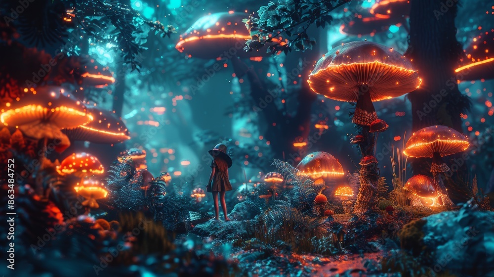 Magical Realm Through Fantasy Graphic Illustration Featuring Diminutive