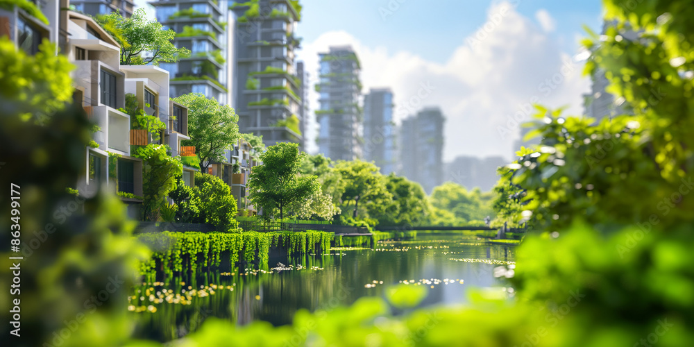 Nature-Integrated Urban Design Refreshing blurred background image of ...