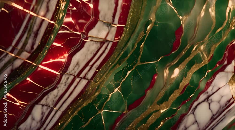 Crystal green Luxury Marble with red lines background texture. Slow ...