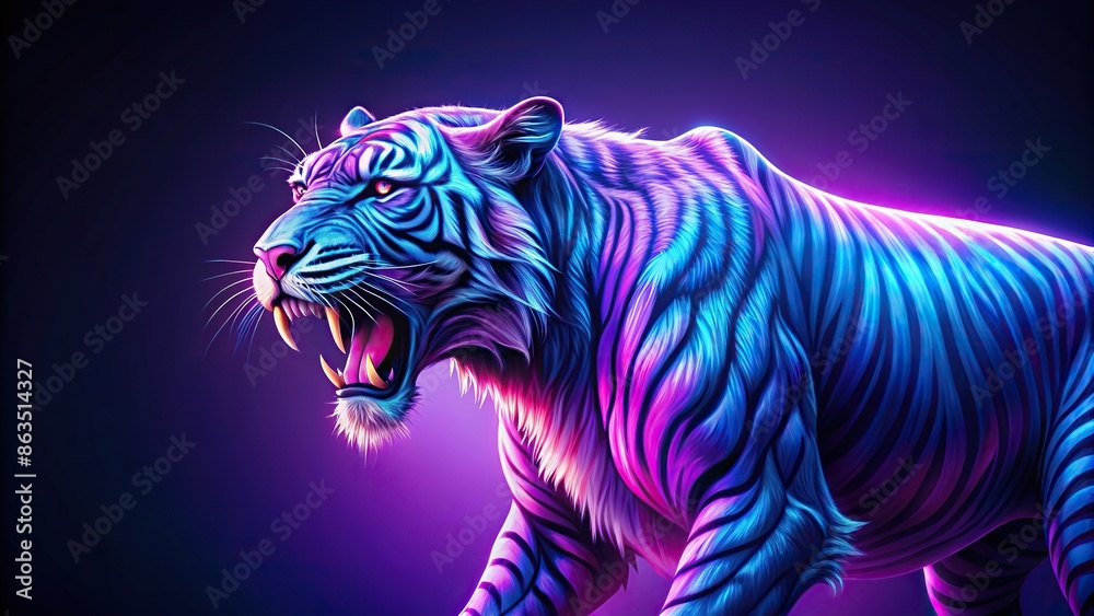 Saber Tooth Tiger design in purple and blue hues for desktop wallpaper ...
