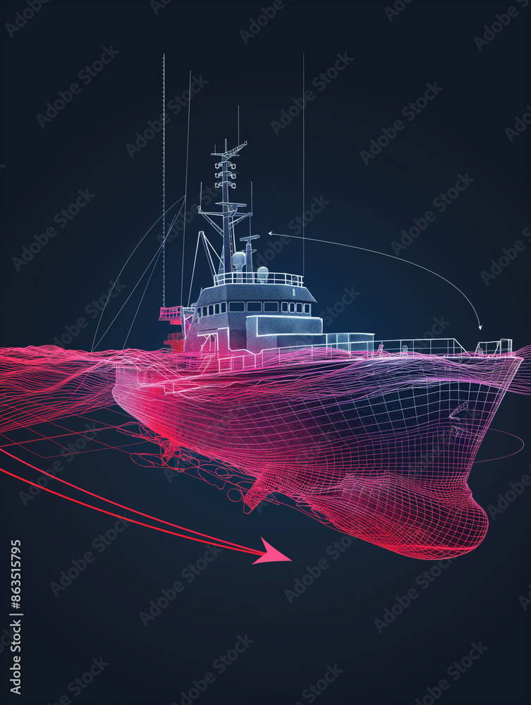Complex vector diagram of a submarine showing how sound waves travel ...