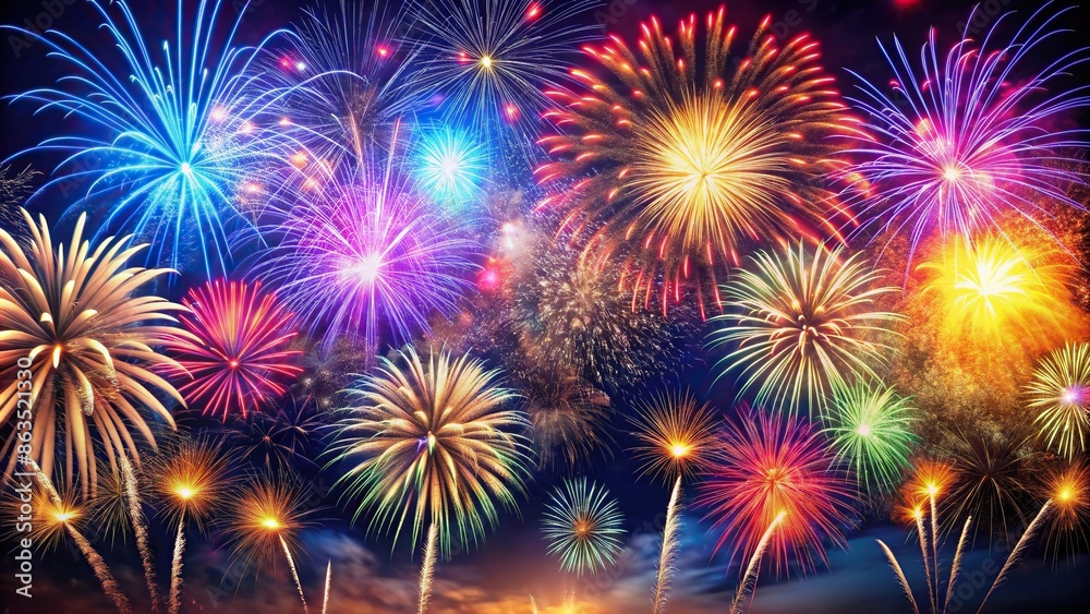 Vibrant fireworks display on the 4th of July celebration, fireworks ...
