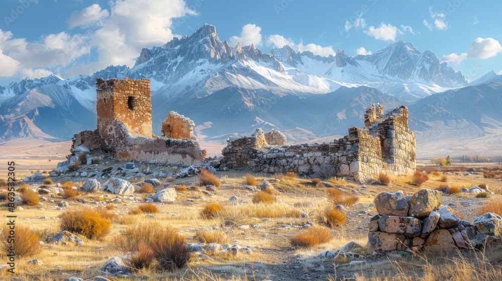 The ruins of Karakorum, once the heart of the Mongol Empire, stand as a ...