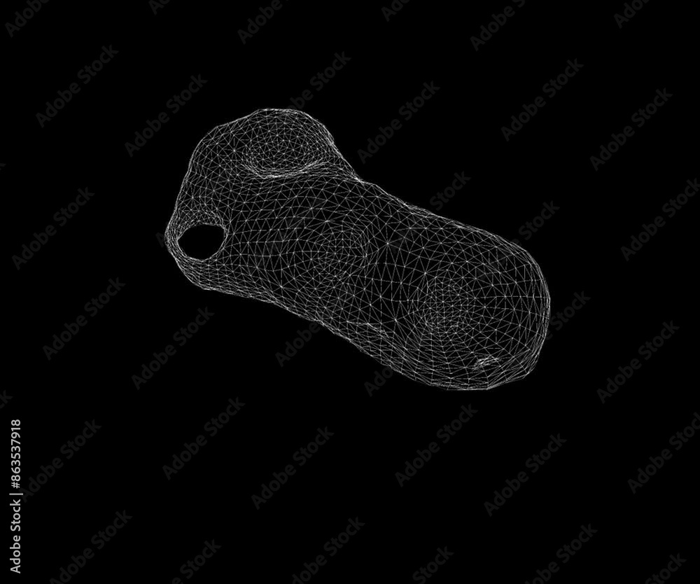 This video shows a 3D model of a small asteroid in space, rendered in a ...