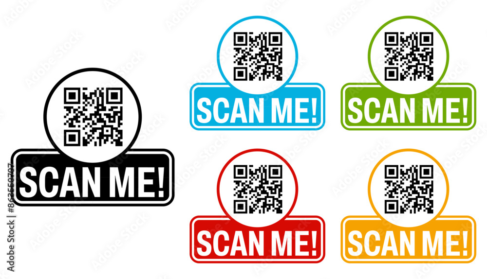 Vetor de set QR codes for icon. scan me labels for payment and ...