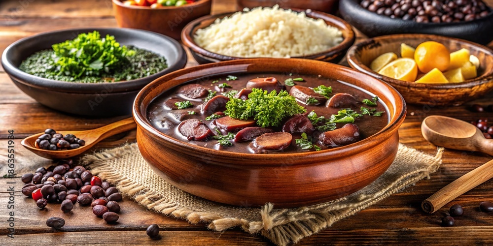 Traditional Brazilian feijoada dish served for dinner, Brazilian ...