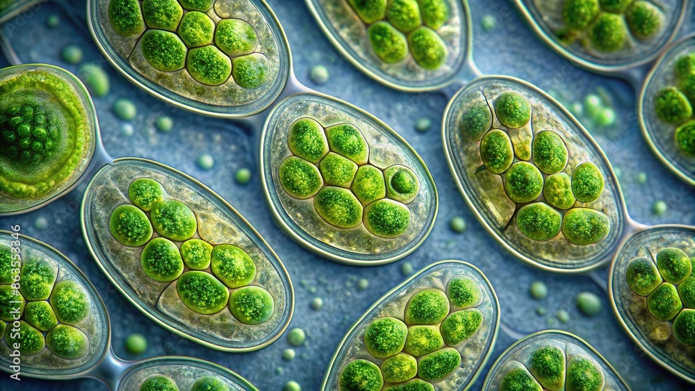 Microscopic image of chloroplasts in a plant cell , chloroplasts, plant ...