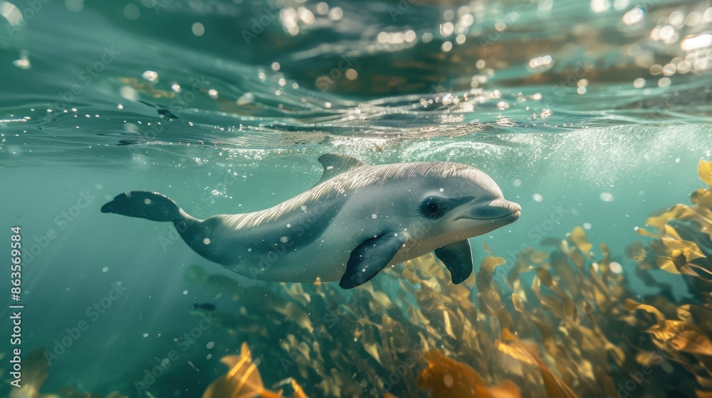 In the clear waters of the Gulf of California, a vaquita moves ...