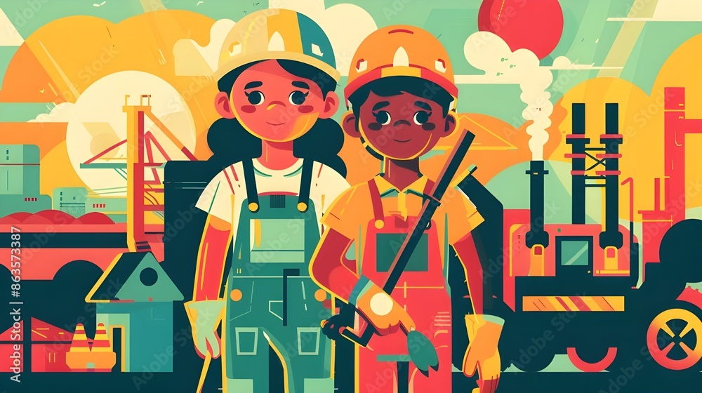 Child labour working kids World Day Against Child Labour vector ...