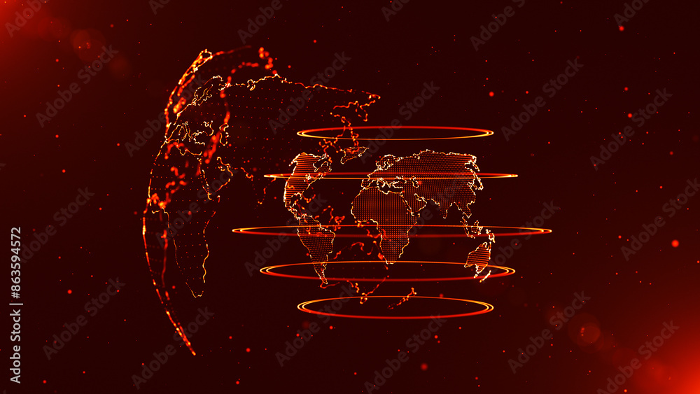 3D hologram of planet earth. 3D holograms of rotating Earth on red ...