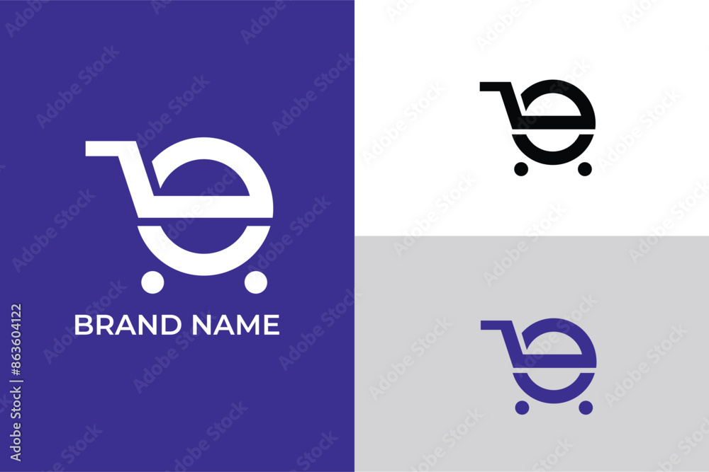 letter E shopping cart ecommerce logo, letter E shopping cart logo letter, store logo, cart logo ...