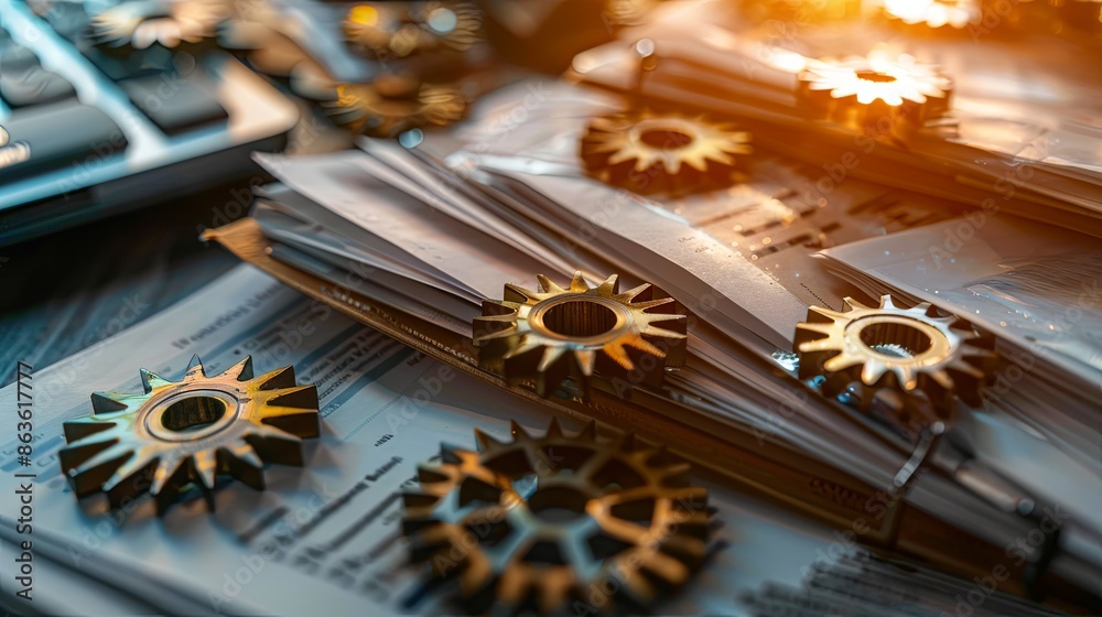 A conceptual visualization of document lifecycle automation, with gears ...