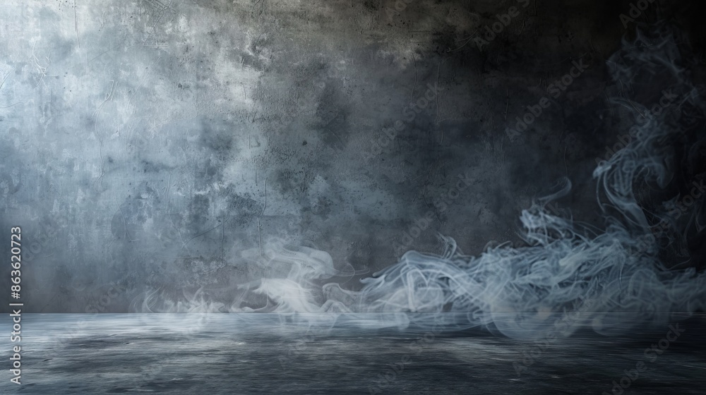 Abstract Smoke Effect with Gray Concrete Wall and Floor Background ...