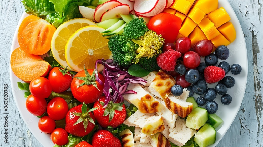 Nutrient-Rich Eating Plan: A plate filled with colorful fruits ...