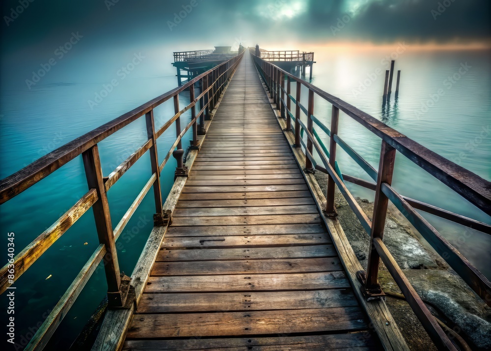 Eerie Fog-Shrouded Abandoned Wooden Pier Stretches Into Misty Darkness ...