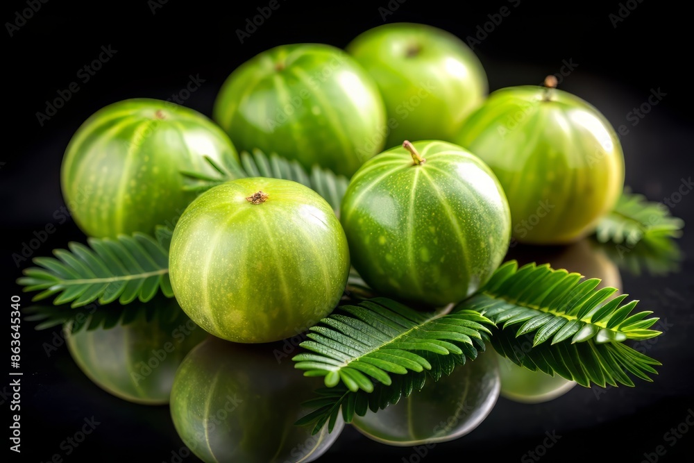 Fresh Indian Gooseberry Amla fruit isolated on black background ...