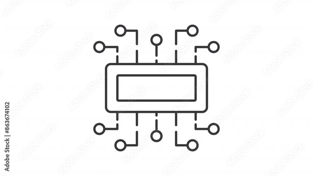 Transistor line animation. Microcircuit animated icon. Moving signals ...