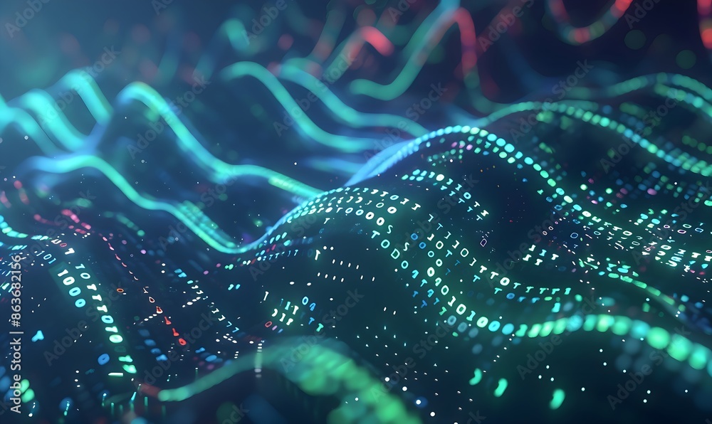 A Dynamic Digital Artwork Visualizing Data Transmission And Encryption With Binary Code Streams